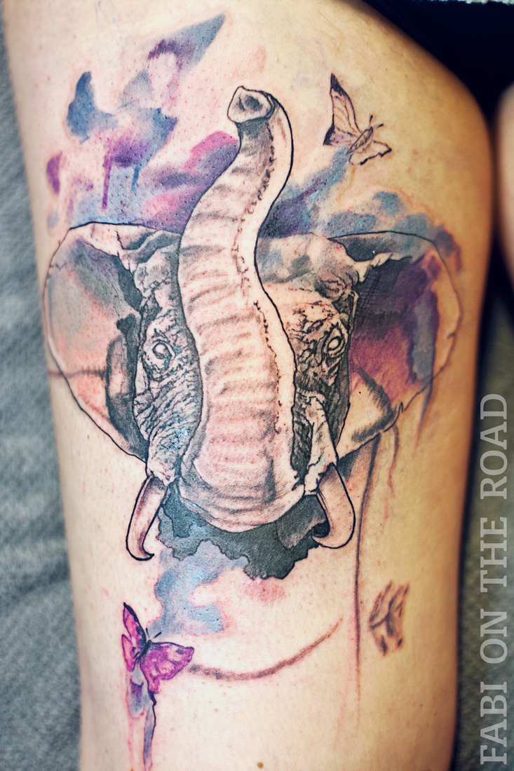 Elephant Tattoo Trunk Up