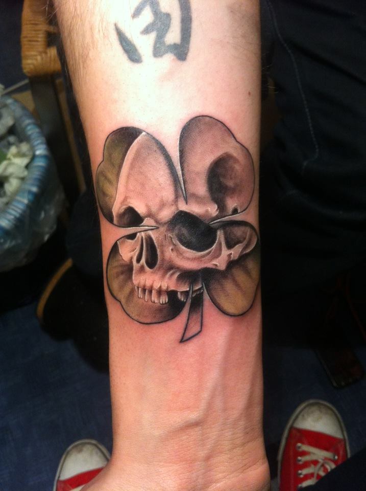 Clover And Skull Tattoos