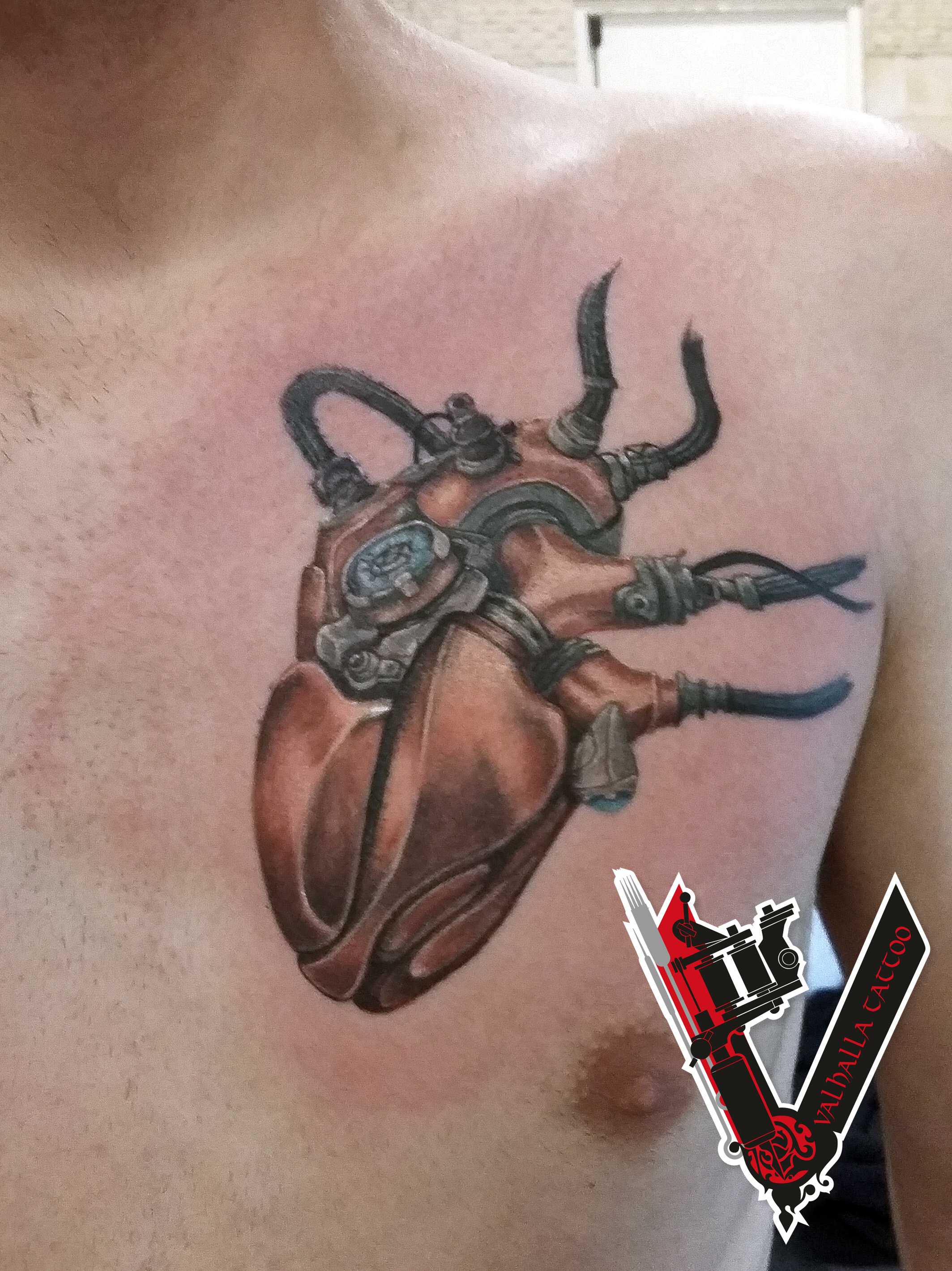Mechanical Chest Tattoo