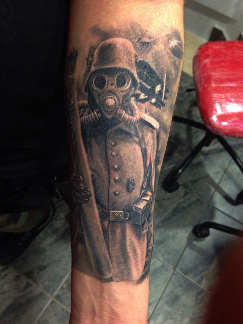 Gas Mask Soldier Tattoo