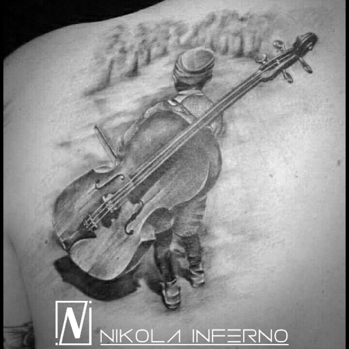 Cello Back Tattoo