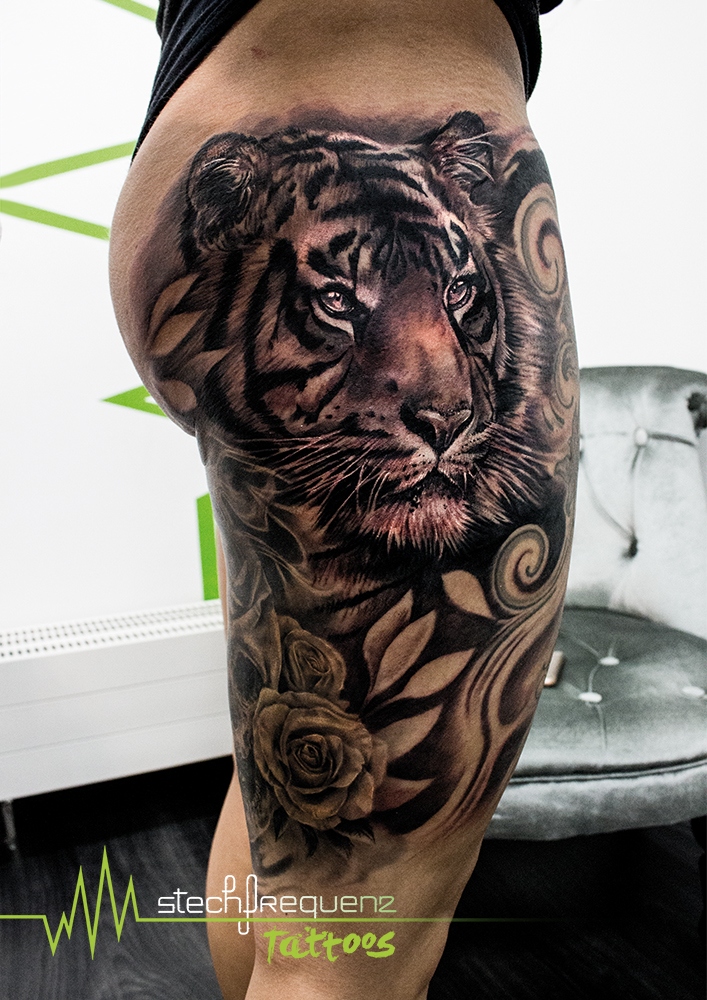 Tiger Thigh Tattoos