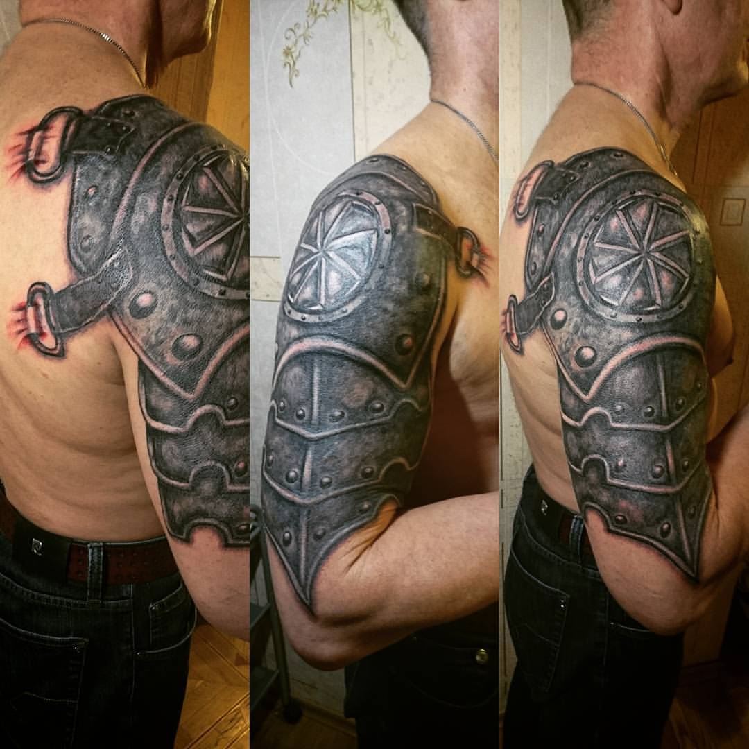 Medieval Shoulder Armor Tattoo