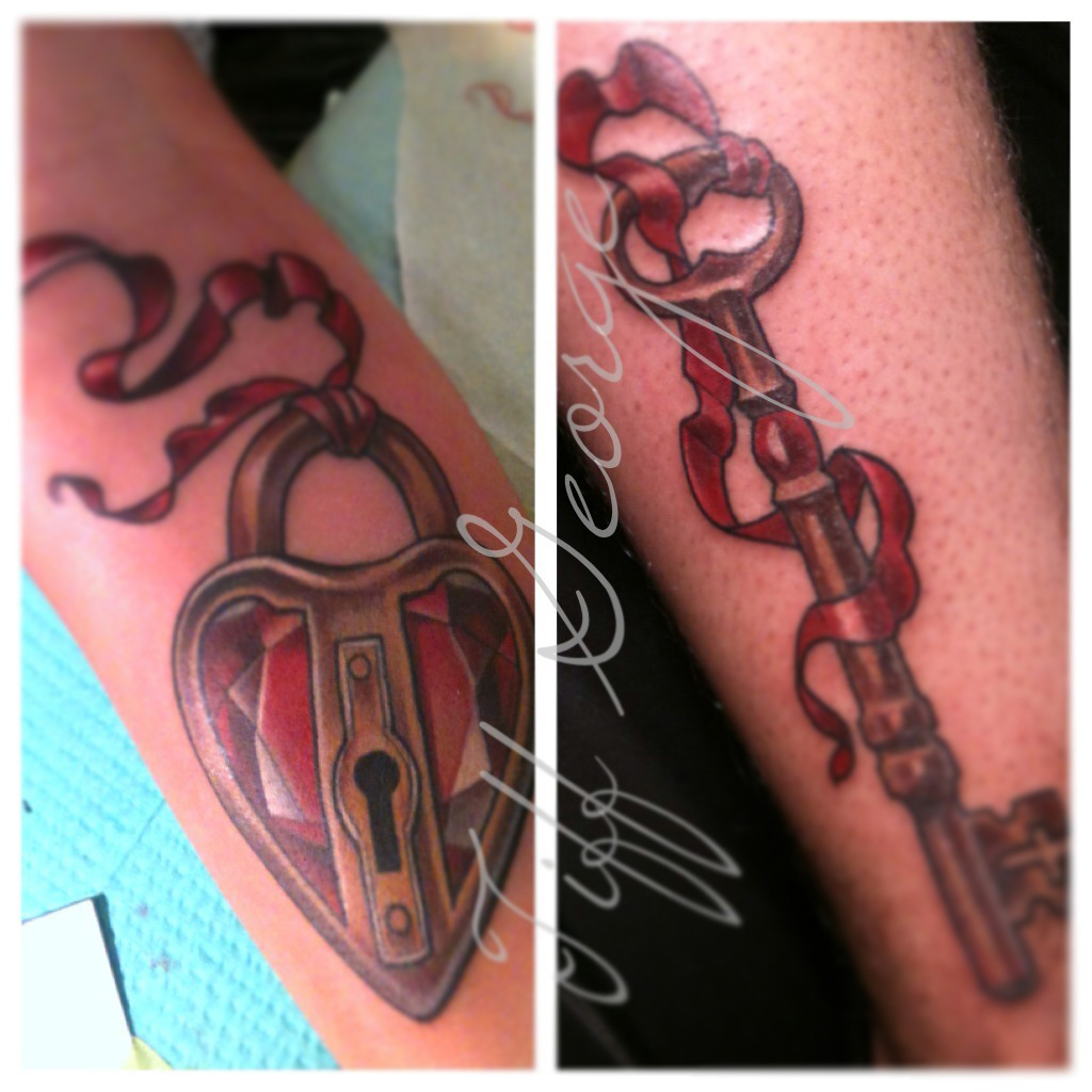 Lock And Key Chest Tattoos