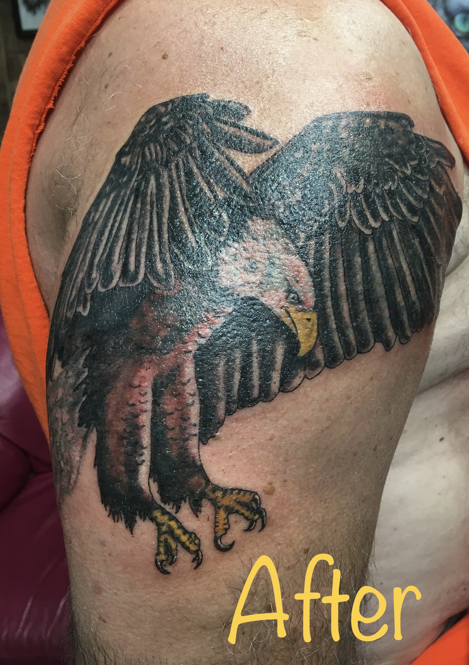 Traditional Eagle Upper Arm Tattoo